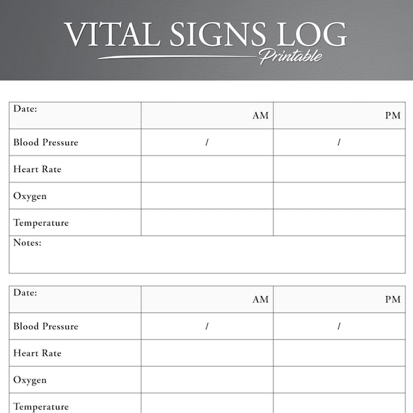 Vital Signs Record Sheet - Etsy