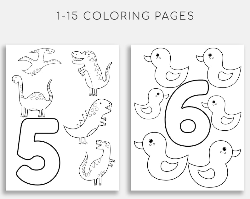 Number Coloring Pages 1-15. Preschool Activity. Toddler - Etsy