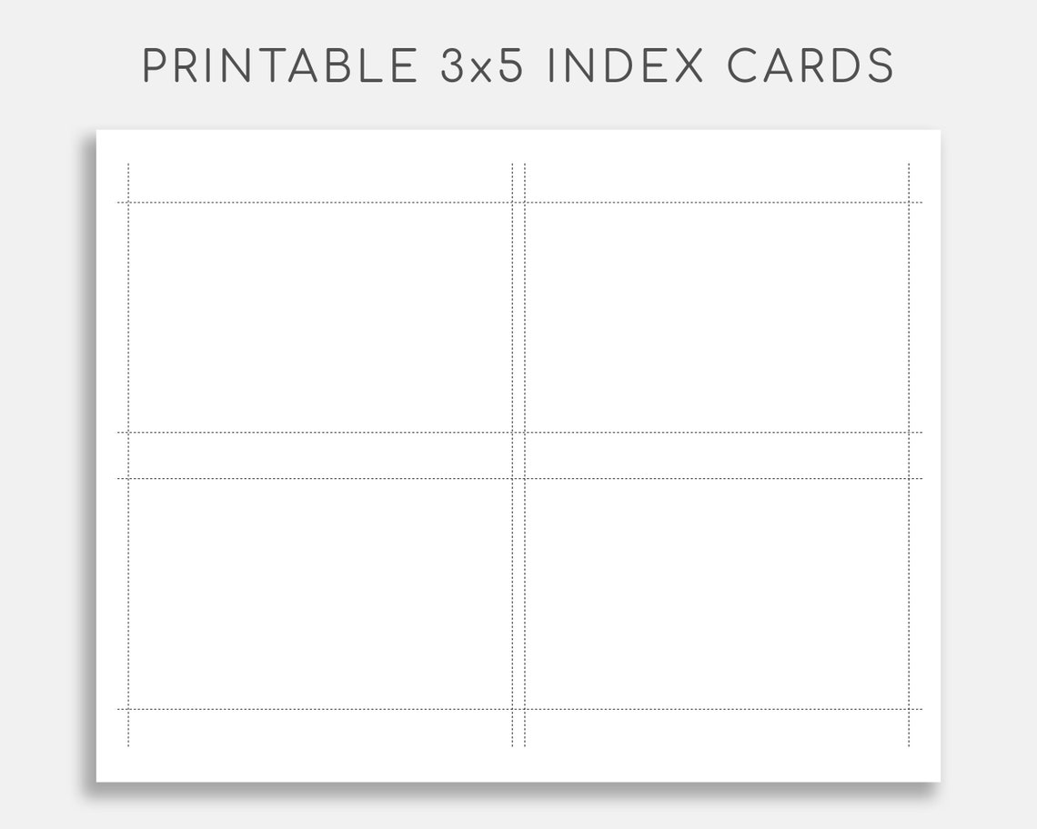 Printable 3x5 Index Card. Printable Note Cards. Printable - Etsy