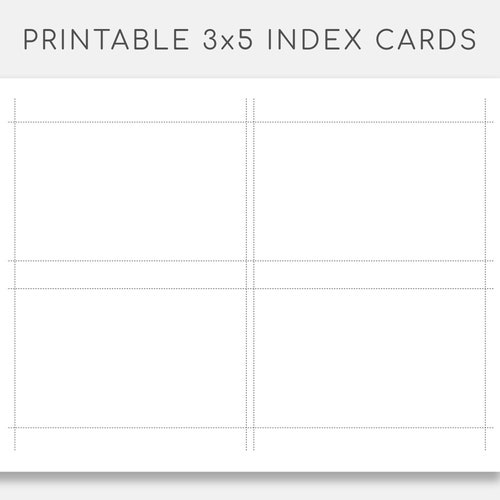 Printable 3x5 Index Card. Printable Note Cards. Printable - Etsy
