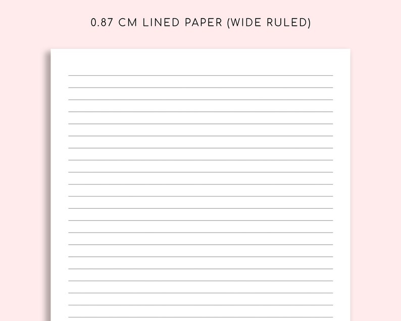 Printable Lined Paper. Wide Ruled Paper. College Ruled Paper. - Etsy