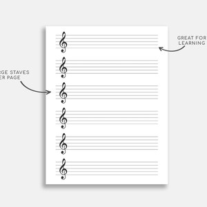 Kids Printable Treble Clef Sheet Music for Letter/a4. Blank - Etsy