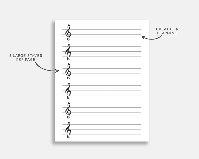 Kids Printable Treble Clef Sheet Music for Letter/a4. Blank - Etsy