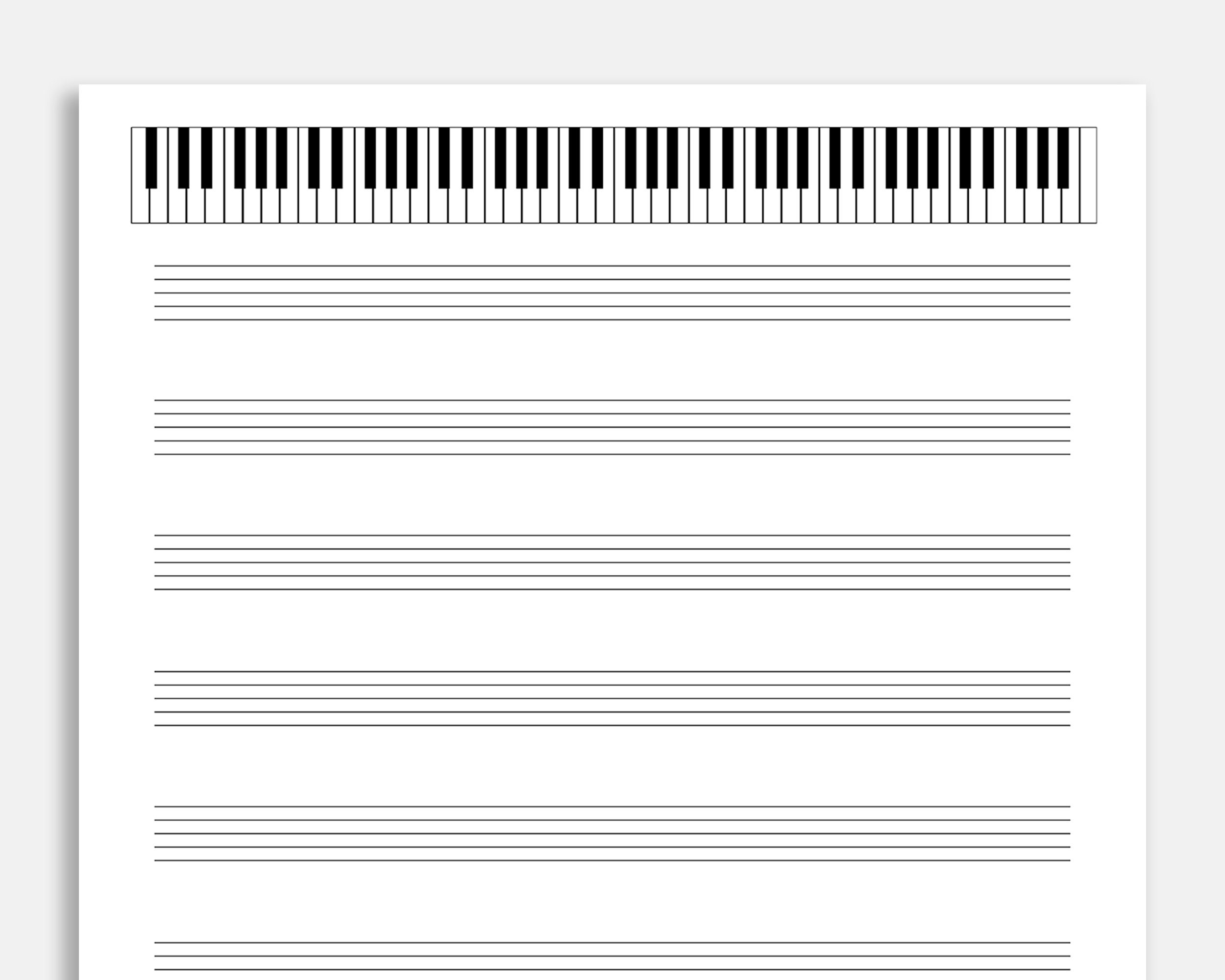 Printable Sheet Music With Piano for Letter/a4. Blank Sheet - Etsy