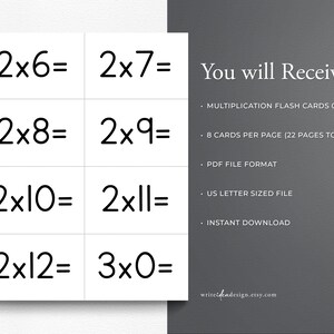 Multiplication Flash Cards Set 0-12: Math Practice (PDF) - Etsy