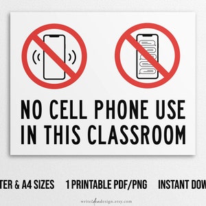 No Cell Phone Use in Classroom Sign: Printable Poster (PNG/PDF) - Etsy