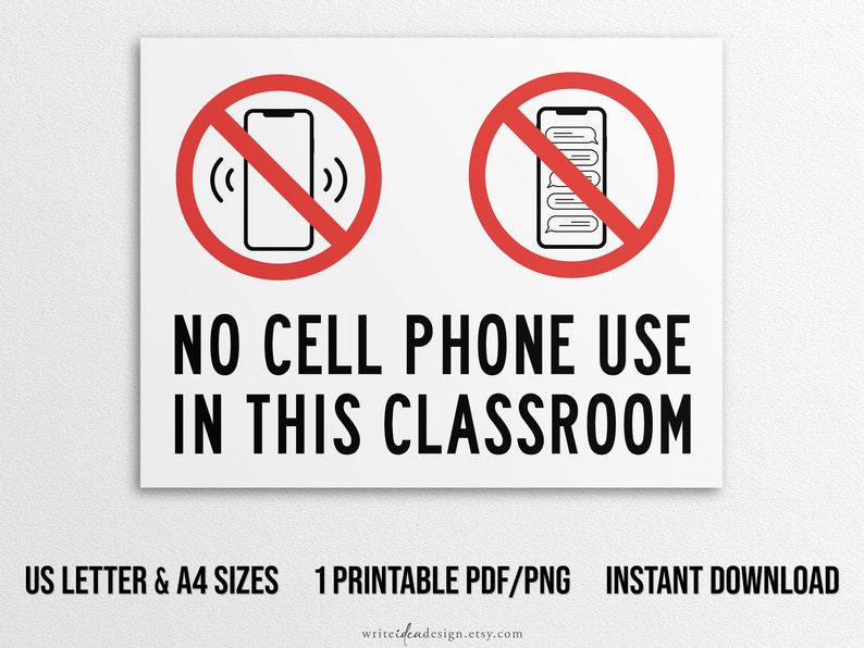 No Cell Phone Use in Classroom Sign: Printable Poster (PNG/PDF) - Etsy