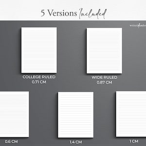 Printable Lined Paper. Wide Ruled Paper. College Ruled Paper. Digital ...