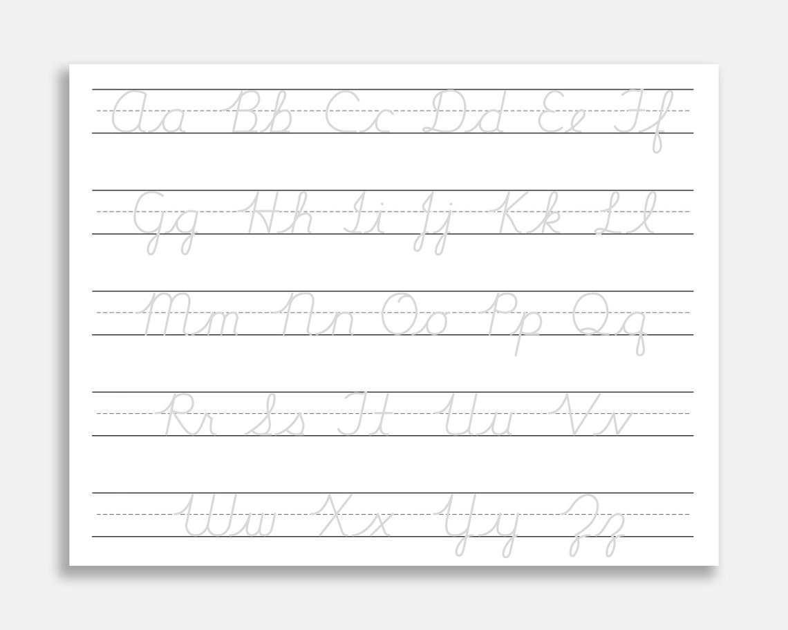 Cursive Alphabet Tracing Worksheet. Printable Trace the - Etsy