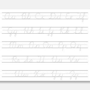 Cursive Alphabet Tracing Worksheet. Printable Trace the - Etsy