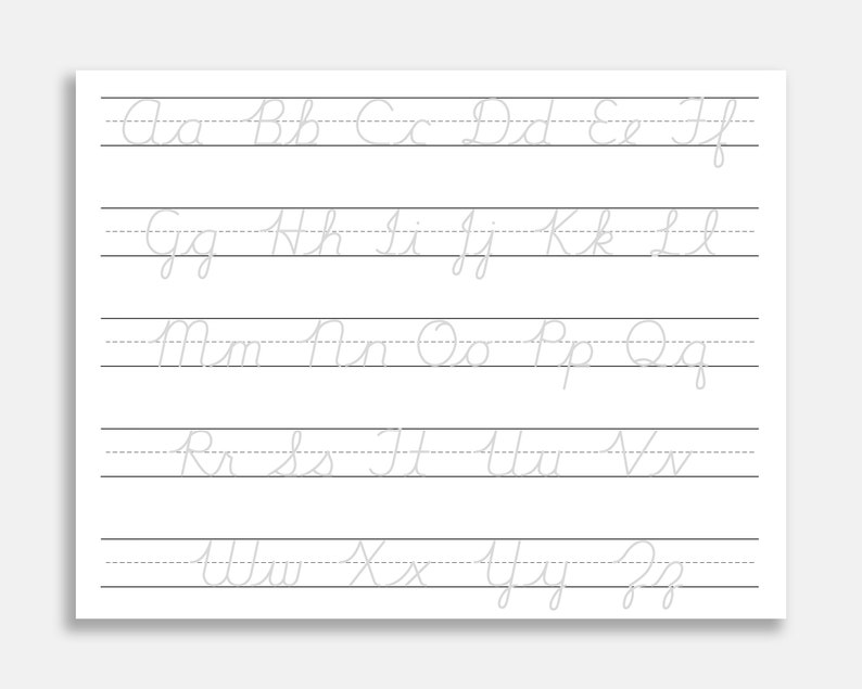 Cursive Alphabet Tracing Worksheet. Printable Trace the - Etsy Canada