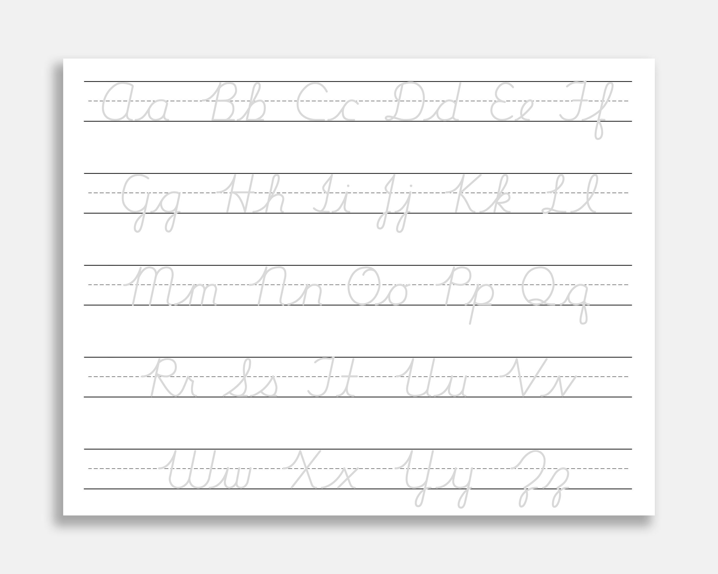 Cursive Alphabet Tracing Worksheet. Printable Trace the - Etsy