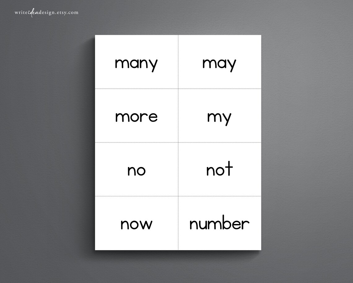 100 Sight Words Printable Flash Card. Kindergarten Sight - Etsy
