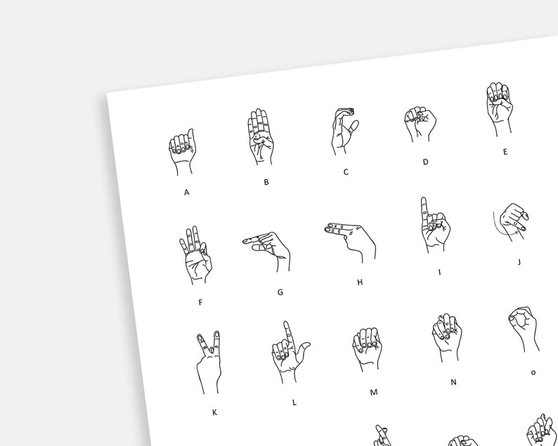 Printable Sign Language Sheet Asl Alphabet Printable Etsy