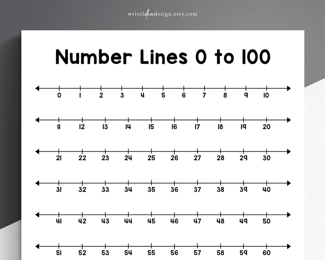 Printable Number Line Chart 0-100: Blank Math Worksheet (PDF) - Etsy UK