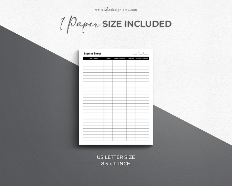 Editable Childcare Sign in Sheet. Daycare Sign In. Nursery - Etsy