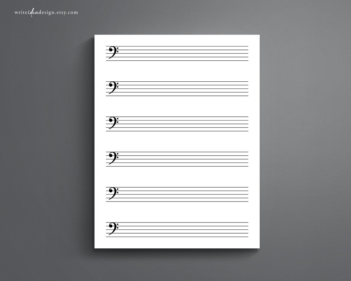 Kids Printable Bass Clef Sheet Music for Letter/a4. Blank Sheet Music ...