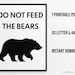 Do Not Feed the Bears Sign: Printable Wildlife Poster (PNG/PDF) - Etsy