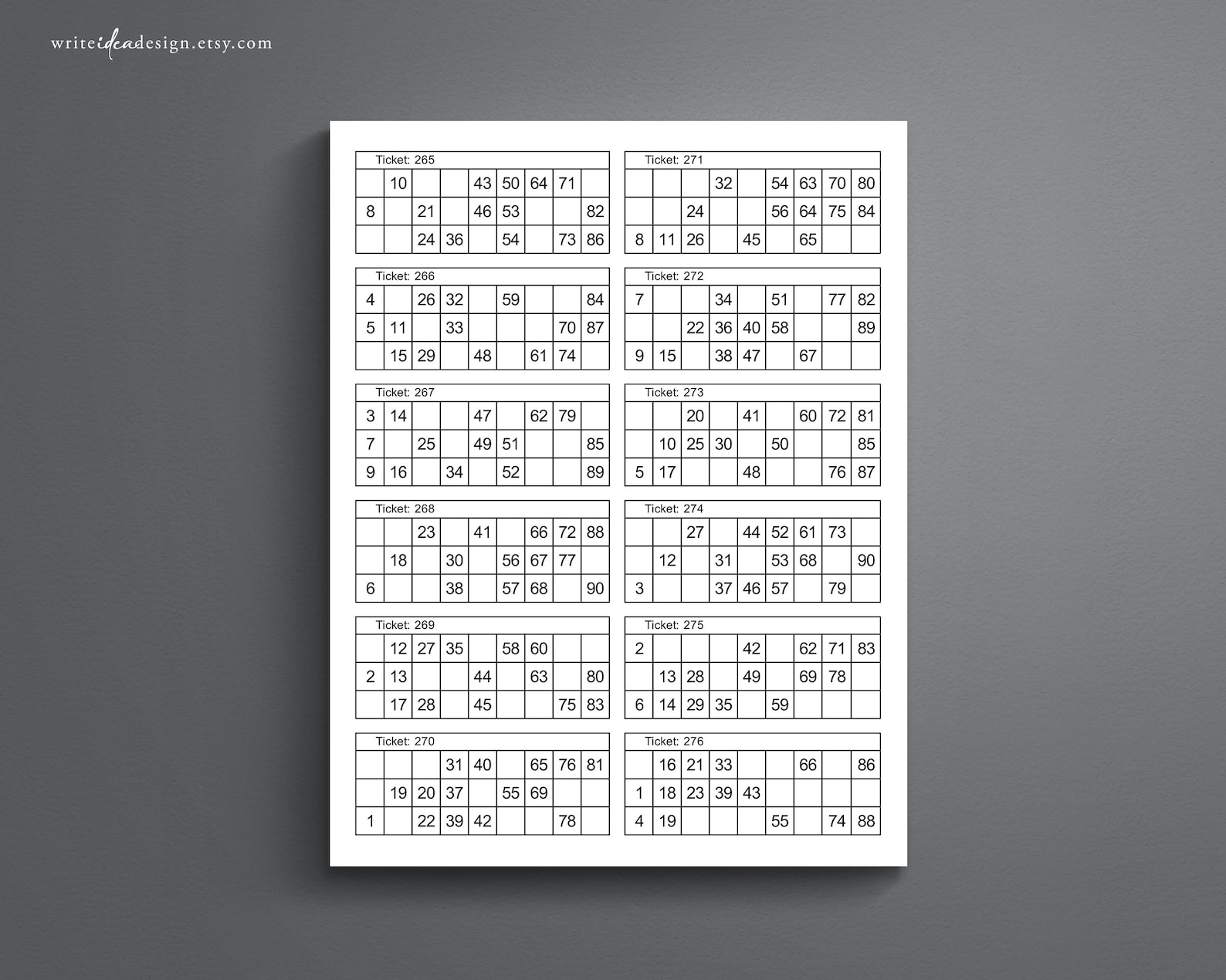 Printable Set of 1,000 Tambola Tickets. 12 Tickets per Page. 84 Pages ...
