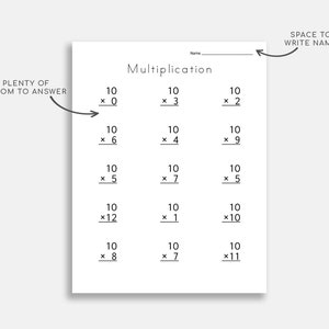 Multiplication Worksheets for 1-12. Math Worksheets. Preschool - Etsy