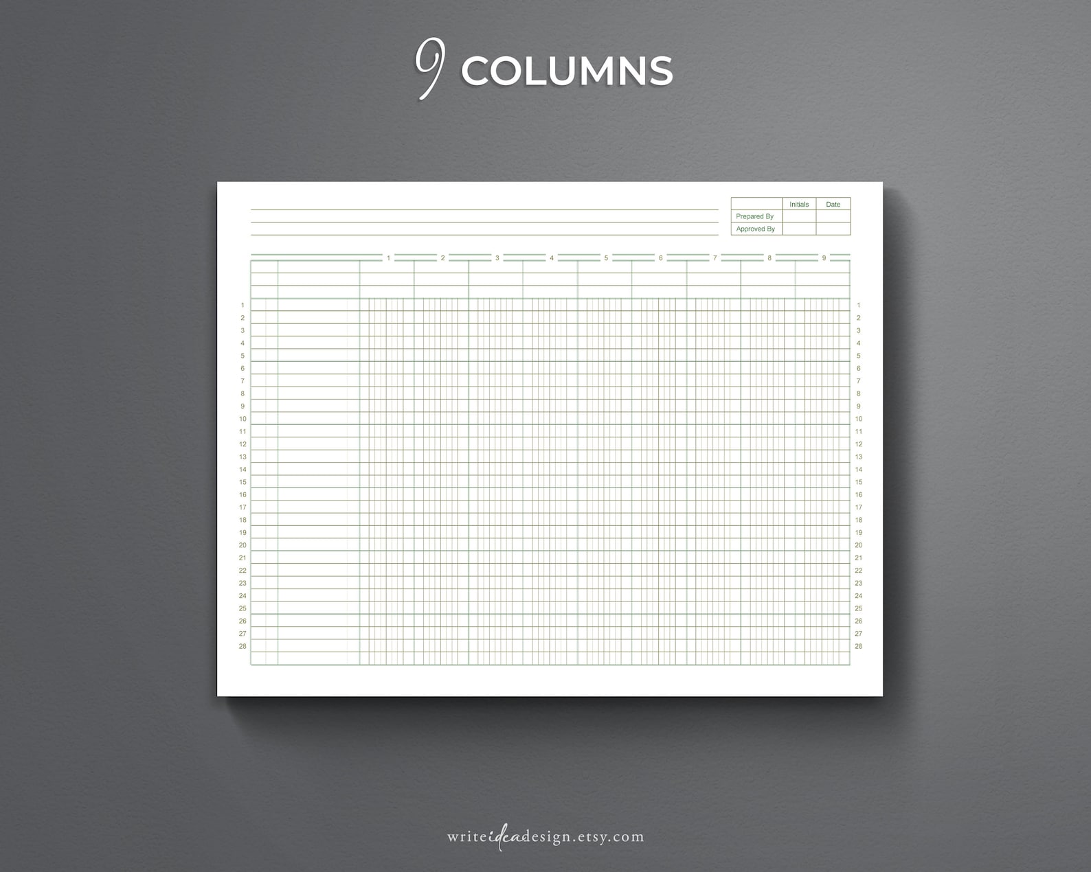 Printable Columnar Paper. Accounting Ledger. Digital Ledger Paper ...