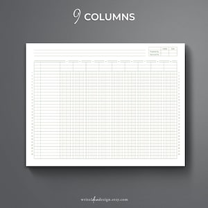 Printable Columnar Paper. Accounting Ledger. Digital Ledger Paper ...