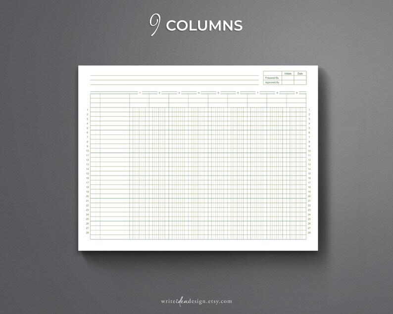 Printable Columnar Paper. Accounting Ledger. Digital Ledger Paper ...
