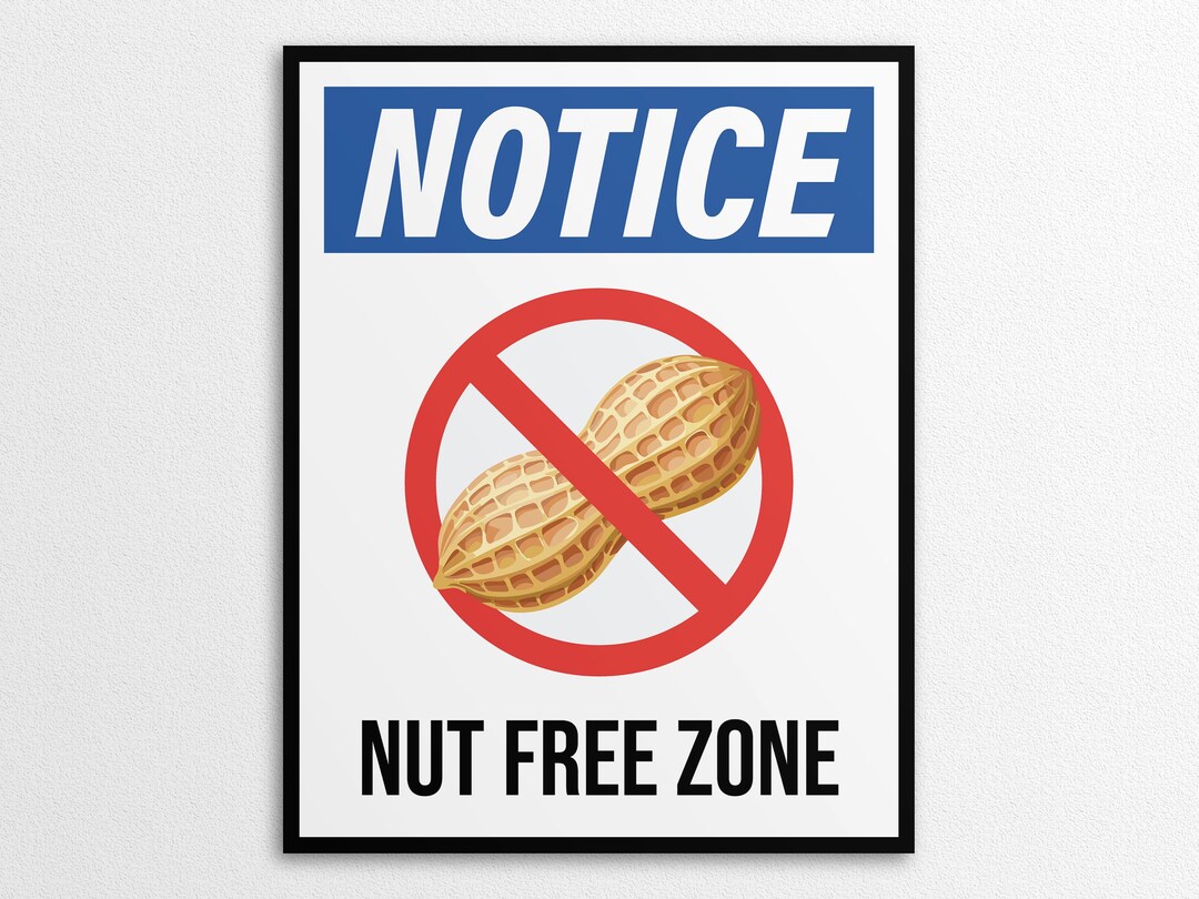 Nut Free Zone Sign | Allergy Notice Printable (PDF & PNG) - Etsy UK