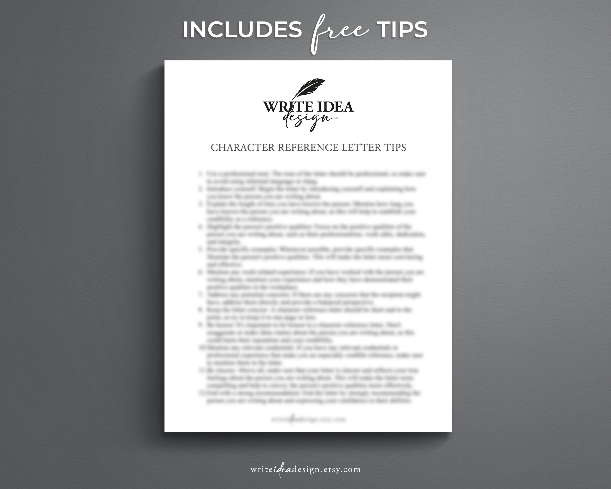 Professional Character Reference Letter Template. Google - Etsy UK