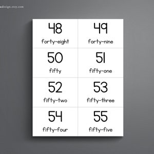 Number Words 0-100 Printable Flash Cards. Math Flash Cards. - Etsy