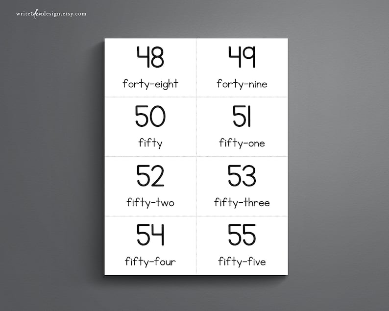 Number Words 0-100 Printable Flash Cards. Math Flash Cards. - Etsy