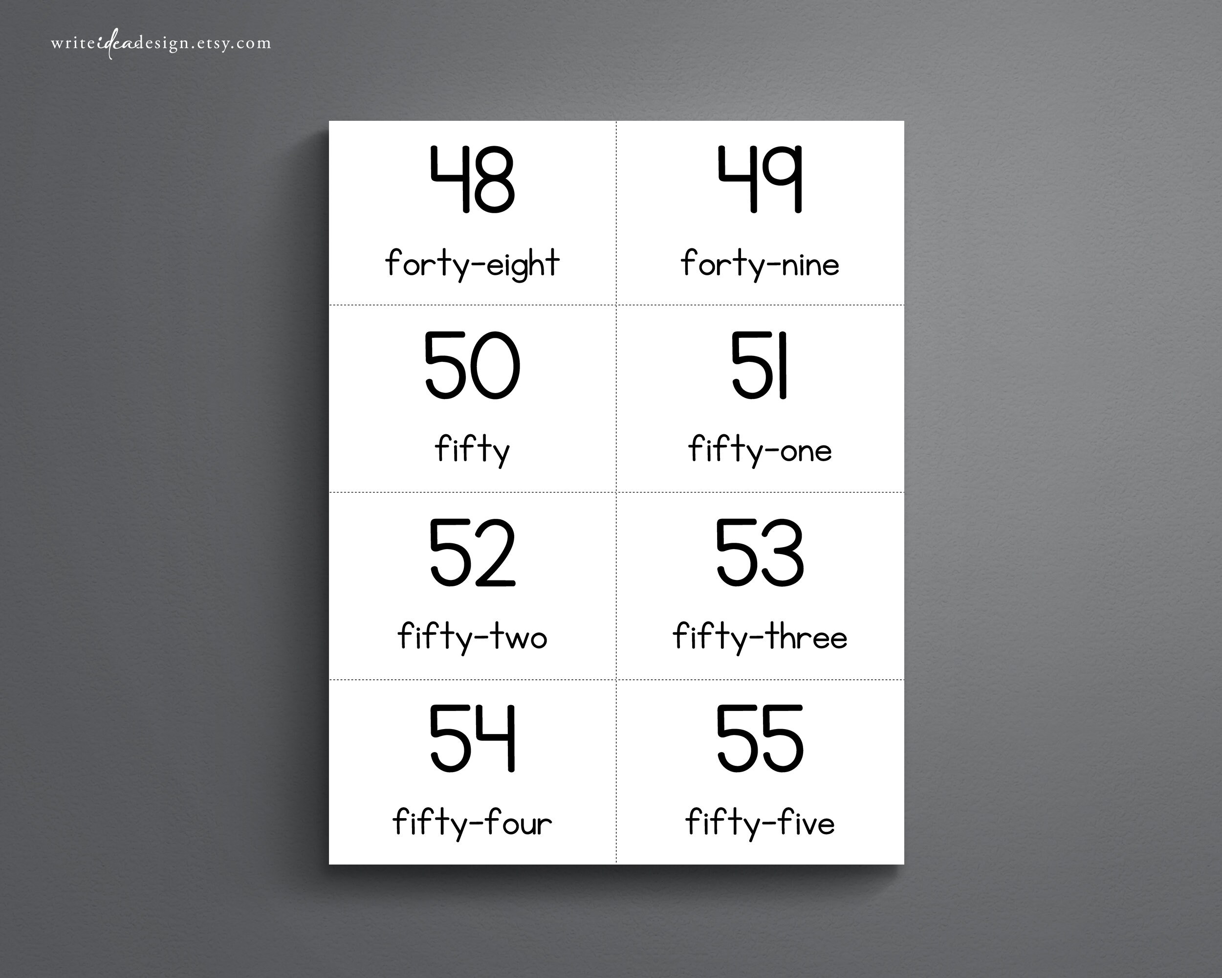 Number Words 0-100 Printable Flash Cards. Math Flash Cards. - Etsy