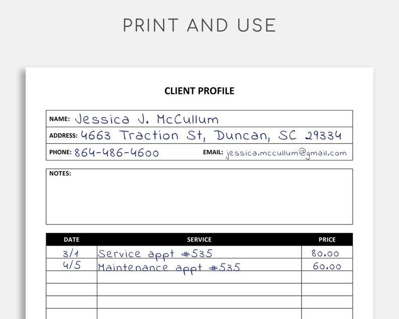 Client Profile. Customer Information Card. Client Profile - Etsy