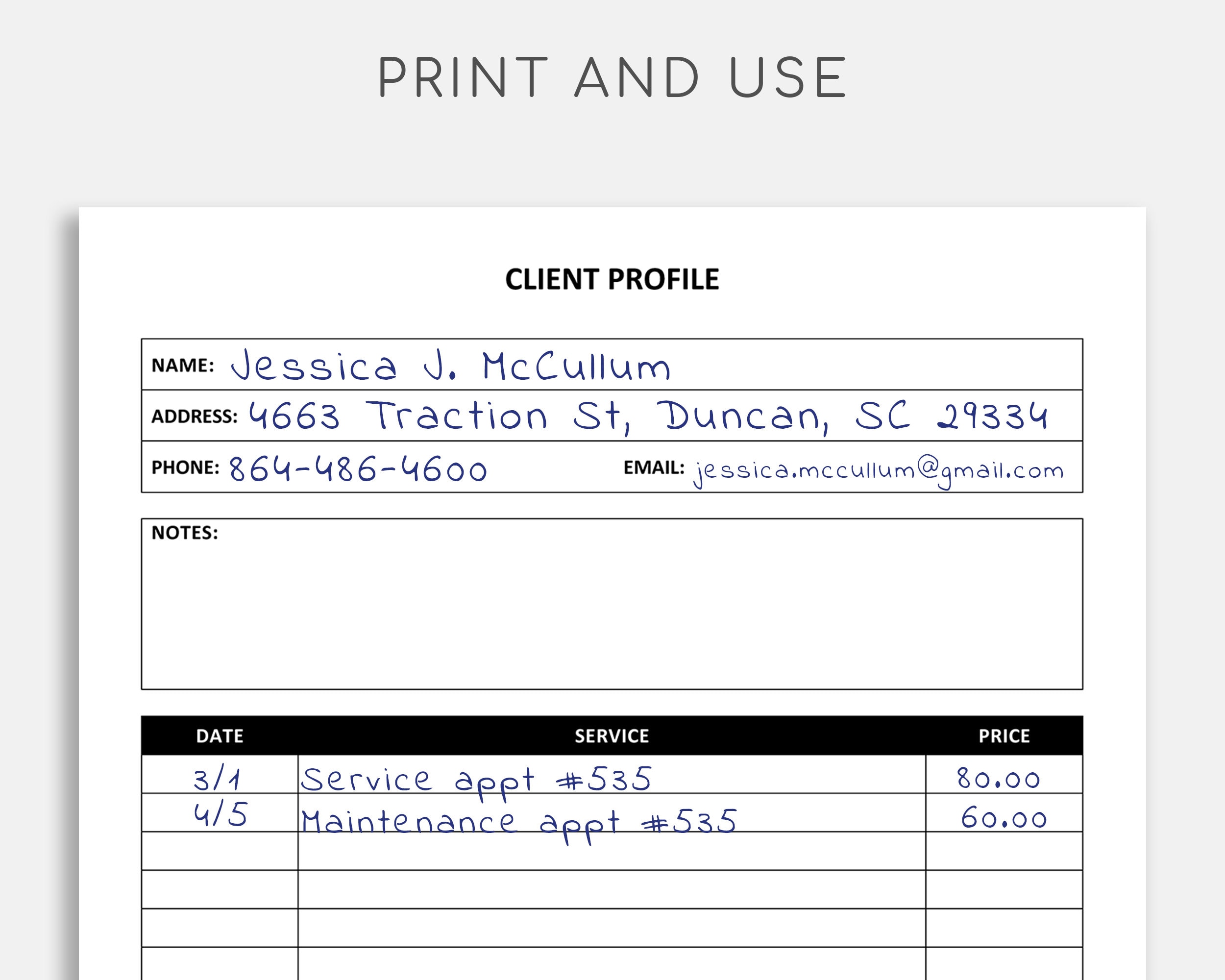 Client Profile. Customer Information Card. Client Profile - Etsy UK
