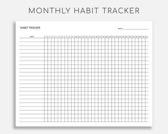 Monthly Habit Tracker. Habit Log. Monthly Checklist. Habit - Etsy