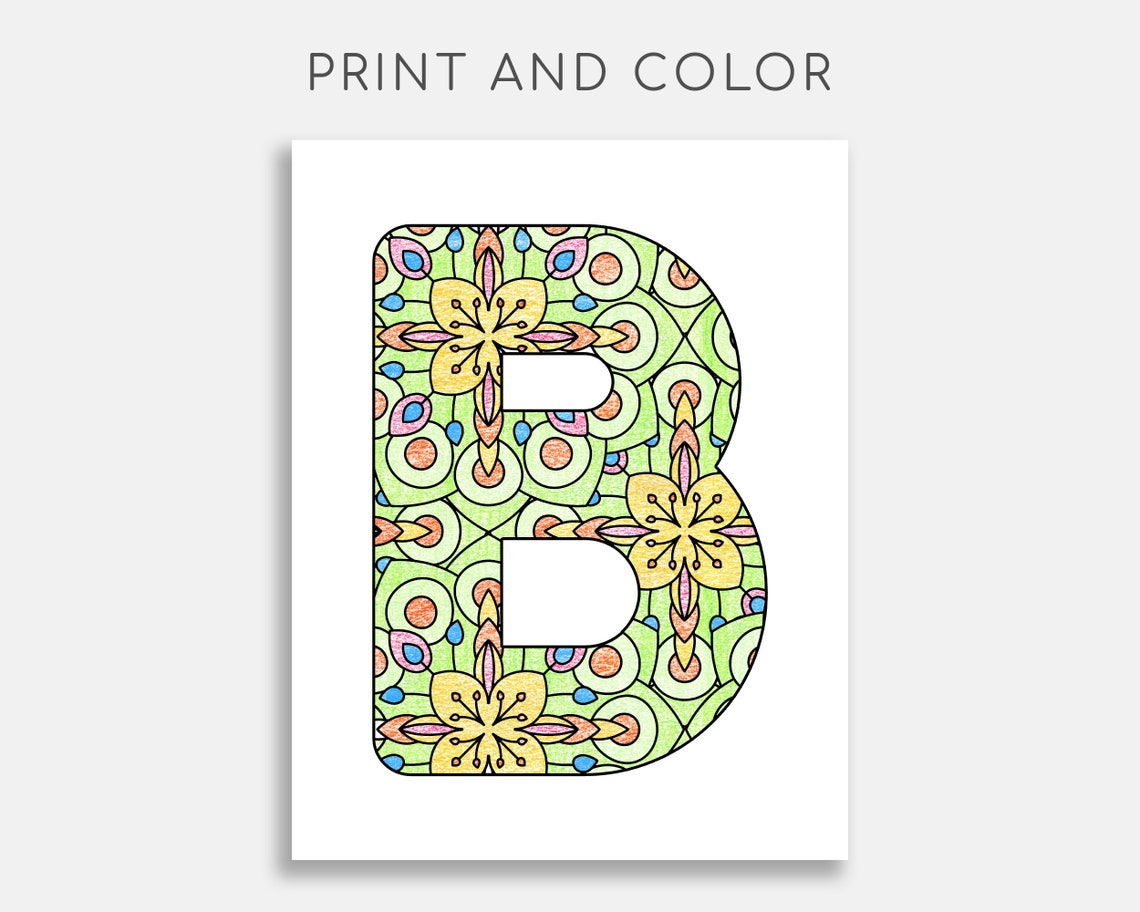 Mandala Alphabet Coloring Pages. Letter Coloring. Printable | Etsy