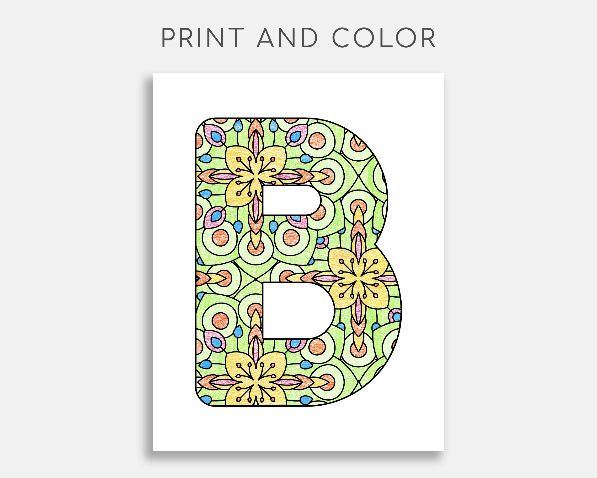 Mandala Alphabet Coloring Pages. Letter Coloring. Printable | Etsy