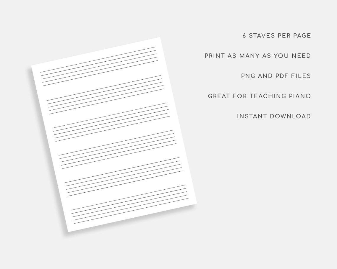 Wide Staff Sheet Music for Letter/a4. Blank Sheet Music - Etsy