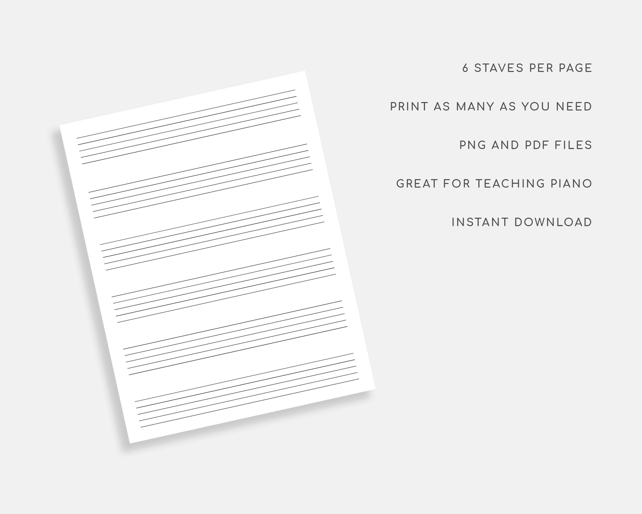 Wide Staff Sheet Music for Letter/a4. Blank Sheet Music - Etsy