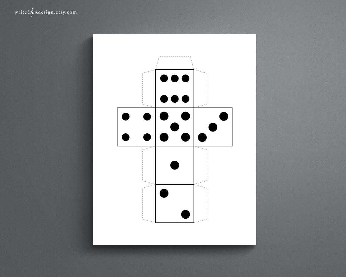 Printable Dice Template - DIY 6 Sided Dice Craft - Instant Download - Etsy