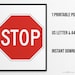 Printable Stop Sign in US Letter and A4 Sizes, Instant Download PDF/PNG ...