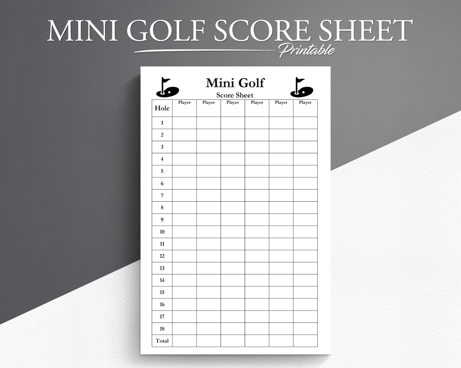 Printable Mini Golf Score Sheet PDF Format 2 per Page Miniature Golf ...