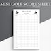 Printable Mini Golf Score Sheet - PDF Format | 2 per Page | Miniature ...