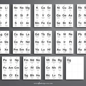 Printable Periodic Table of Elements Flash Cards. Chemistry Flash Cards ...