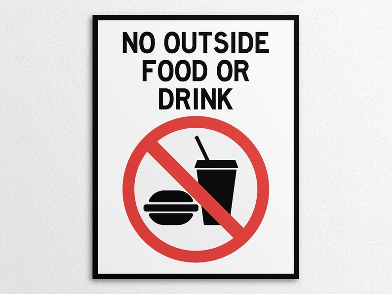 Printable No Outside Food Signs in US Letter and A4 Sizes, Instant ...
