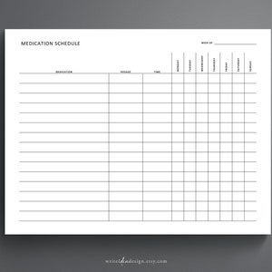 Medication Schedule. Weekly Pill Tracker. Medication Log. - Etsy