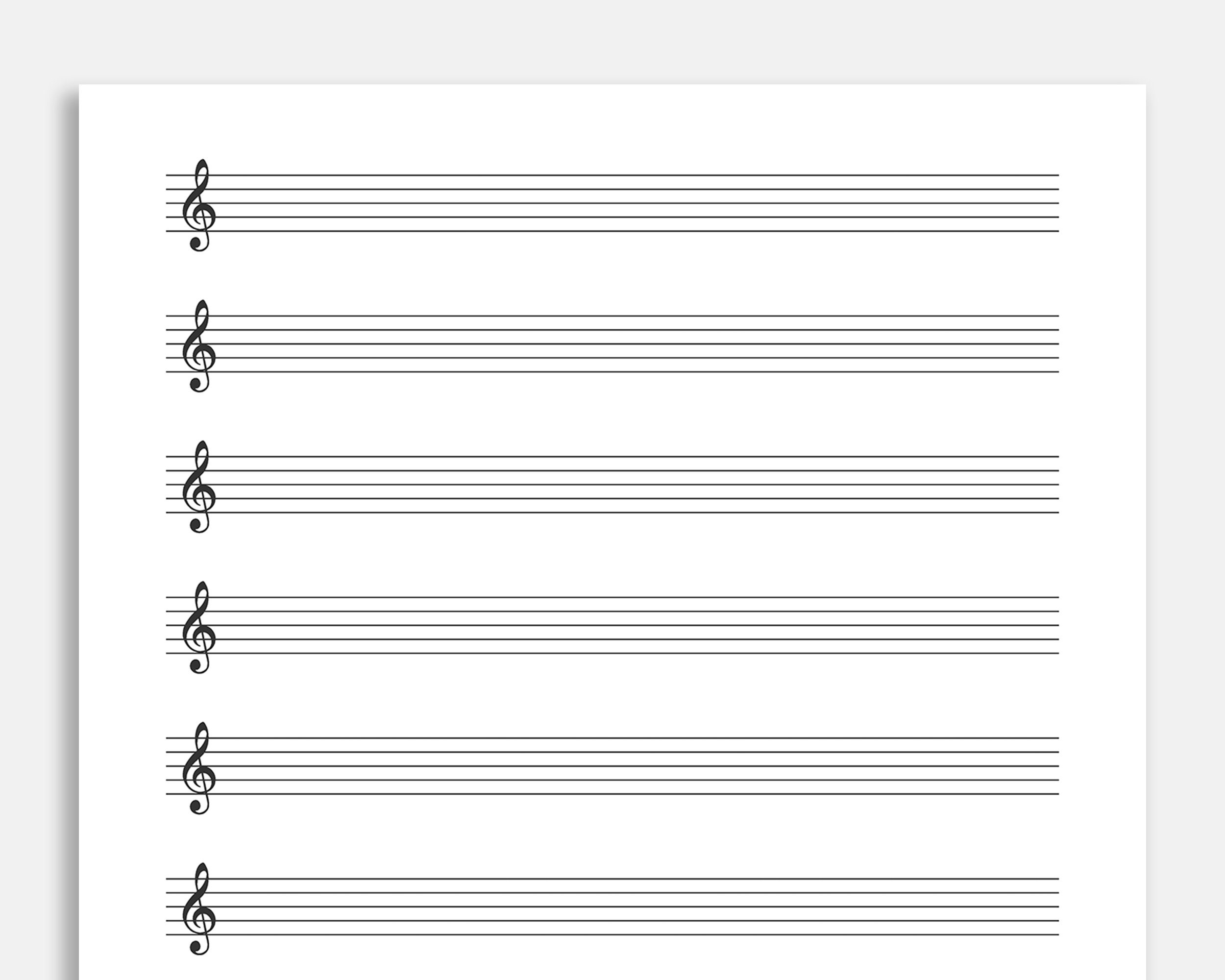 Printable Treble Clef Sheet Music for Letter/a4. Blank Music | Etsy