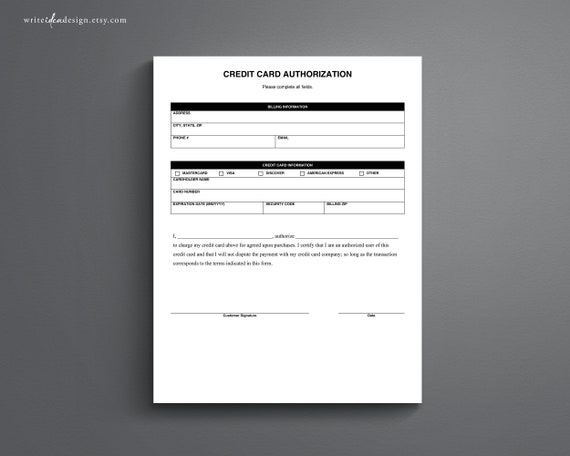 Credit Card Form Template Word