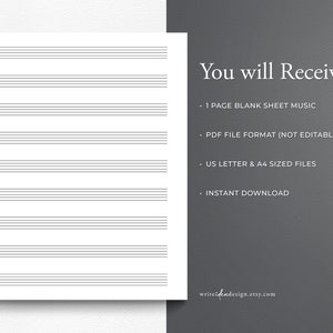 Printable Sheet Music for Letter/a4. Blank Sheet Music Printable. Blank ...