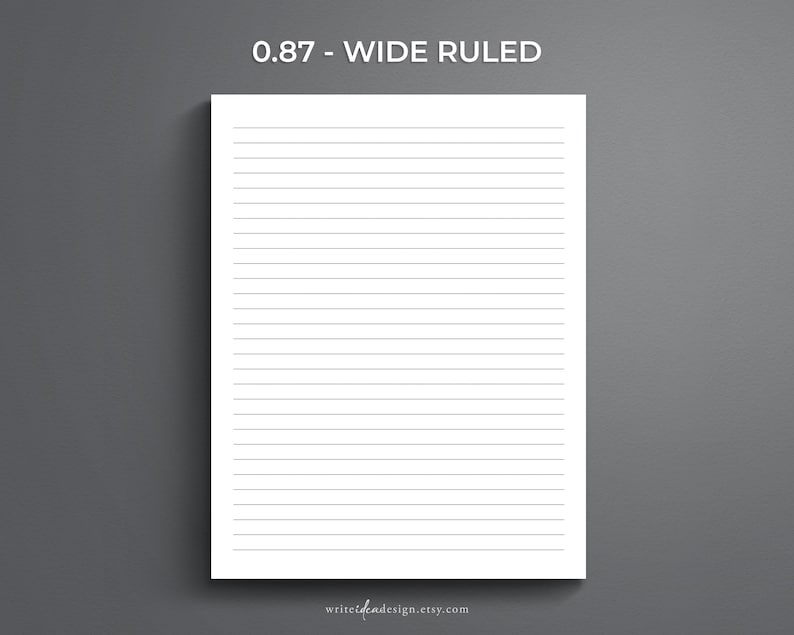 Printable Lined Paper. Wide Ruled Paper. College Ruled Paper. Digital ...